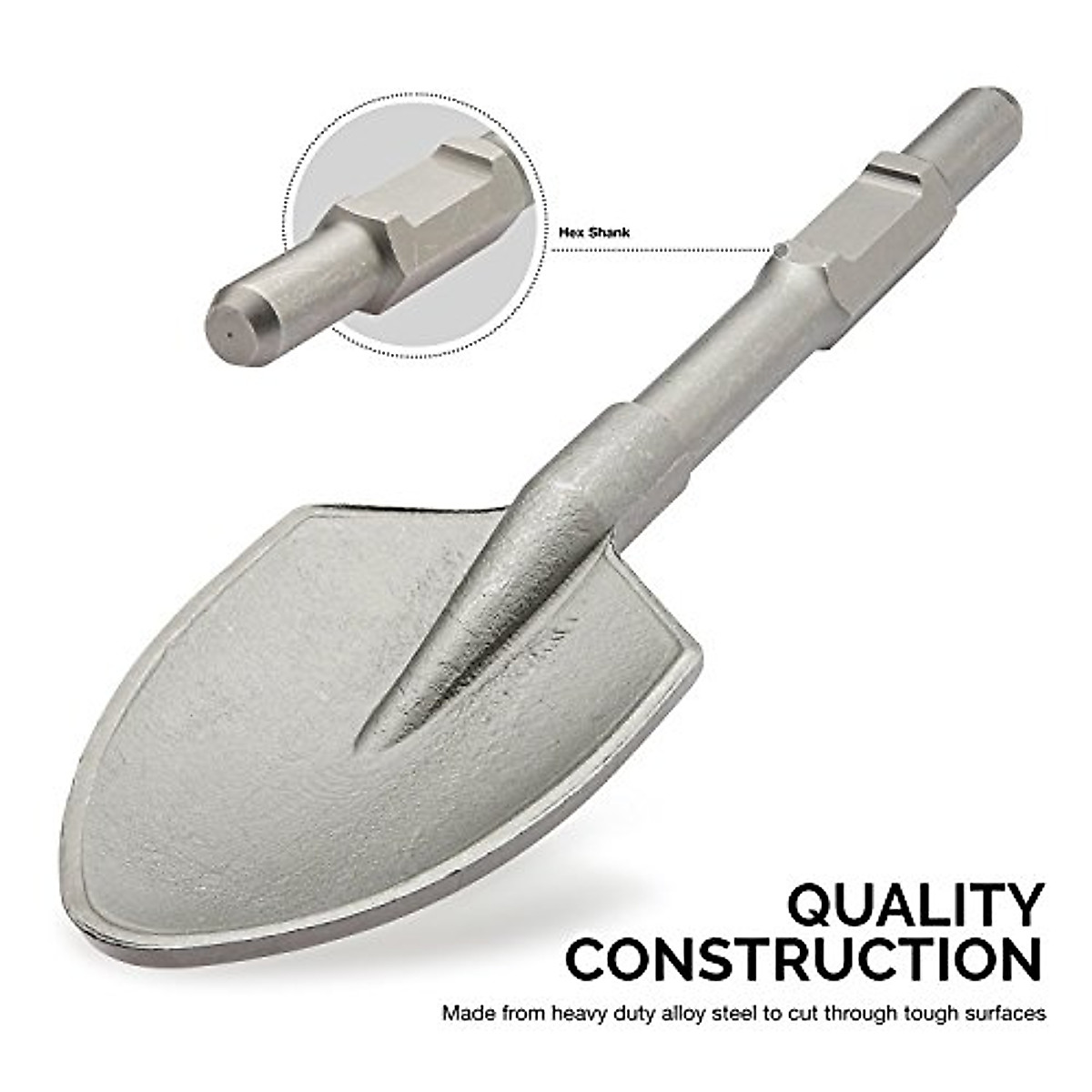 Neiko 02627 Clay Spade Chisel Bit for Demolition Hammers, Alloy Steel | 1-1/8" Hex Shank | 17.5-inch Length