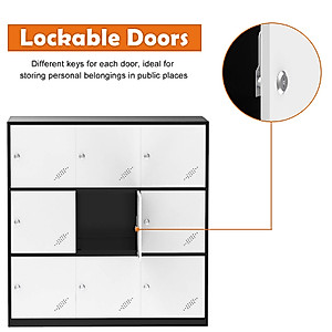 Bonnlo Office Storage Lockers, Metal Locker Storage Cabinet with Doors, Individualized Lockers with 9 Ventilated Doors for Public or Temporary Storage Space, Dorm, Garage, Gym, Locker Room