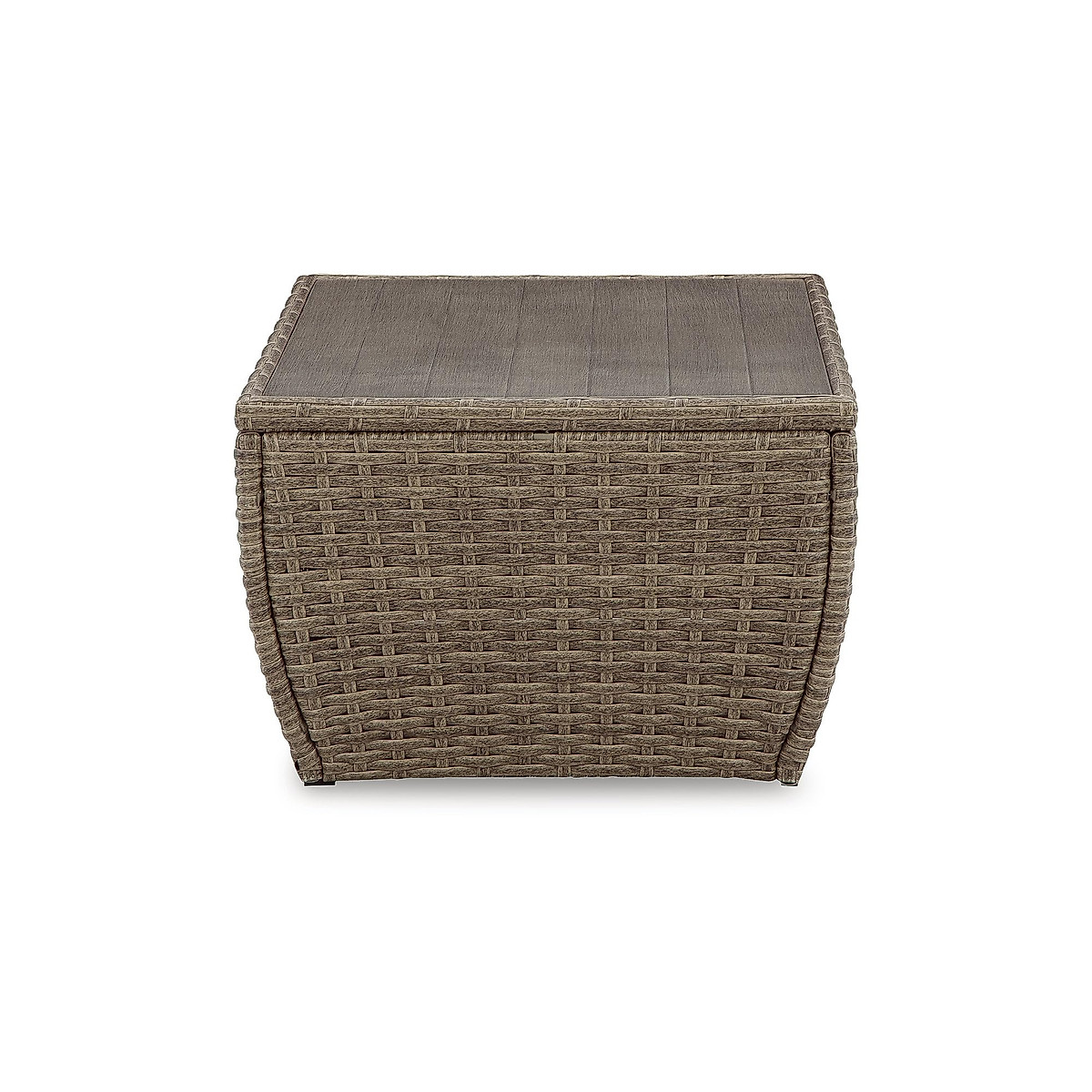 Signature Design by Ashley Sandy Bloom Casual Outdoor Resin Wicker Rectangular Coffee Table, Light Brown