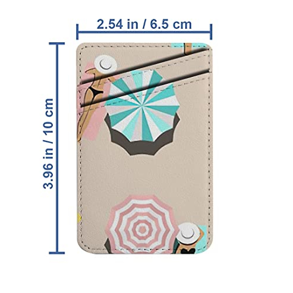Diascia Pack of 2 - Cellphone Stick on Leather Cardholder ( Ladies On Beach Pattern Pattern ) ID Credit Card Pouch Wallet Pocket Sleeve