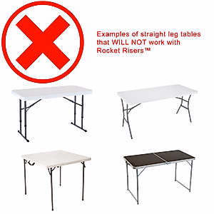 Rocket Risers Folding Table Risers - Make Your Folding Table a Counter Height Table - Set of 4 Table Leg Risers