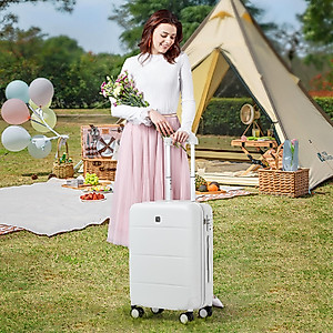 Hanke 26 Inch Luggage Large Suitcase With Spinner Wheels Tsa Luggage Suitcases Hard Case Luggage For Women & Men Rolling Checked Luggage(Smoke White)