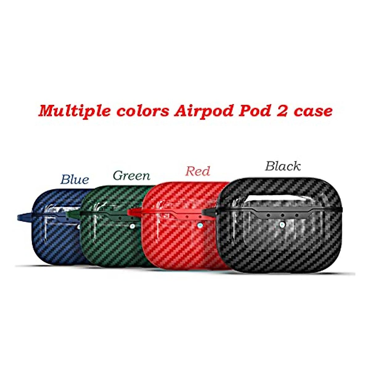 Case for AirPods Pro 2nd Generation Case Cover 2022 New, Carbon Fiber Skin Full Protective Shockproof Case for Men Women, Slim TPU case with Keychain and Lanyard (Red)