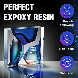 JTDO Epoxy Resin - Crystal Clear Epoxy Resin Kit, Self-Leveling, Bubbles Free, UV Resistant, Epoxy Resin for DIY Art, Jewelry, Table, Countertop, 1:1 Mix (1 Gallon)