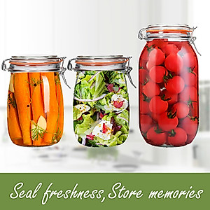 Galssmagic 32 oz Wide Mouth Mason Jars,4 Pack Glass Pickling Jars with Airtight Lids,Air Tight Glass Storage Container for Canning,Pickling,Fermenting