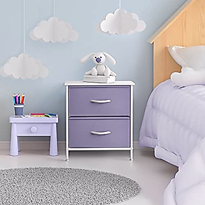 Sorbus Kids Dresser with 8 Drawers and 2 Drawer Nightstand Bundle - Matching Furniture Set - Storage Unit Organizer Chests for Clothing - Bedroom, Kids Rooms, Nursery, & Closet (Purple)