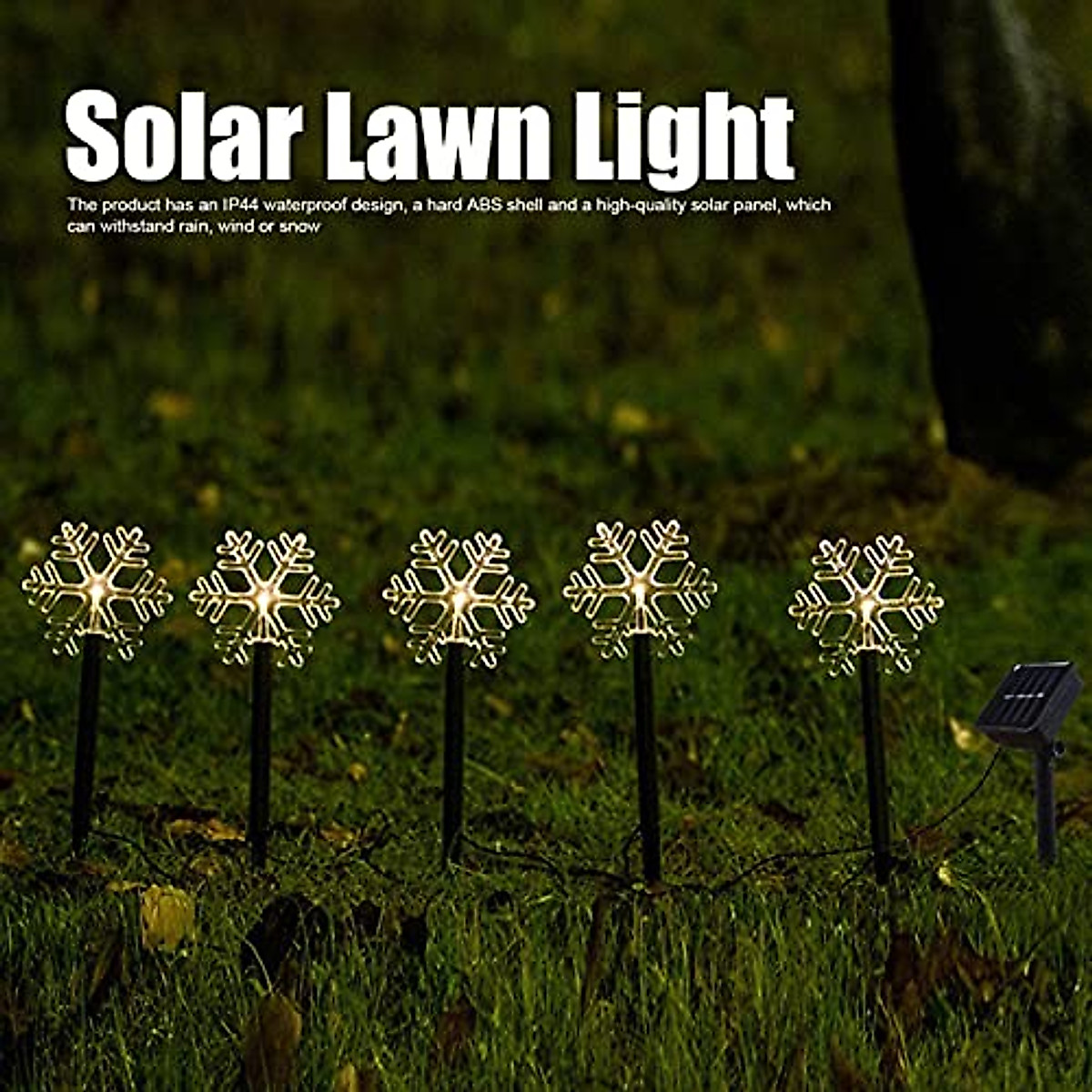 FastUU Holiday Decoration Light, Waterproof Durable Practical Romantic Solar Light Snowflake for Courtyardsyard for Outdoor for Garden Landscape for Home