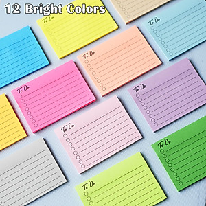 (12 Pack) to Do List Sticky Notes, 3x4 in Post, 504 Sheets to Do lined Sticky Notes, 12 Colors to Do List Notepad, to Do List Planner, Daily to Do List Notepad, to Do Notepad, Todo List Notepad