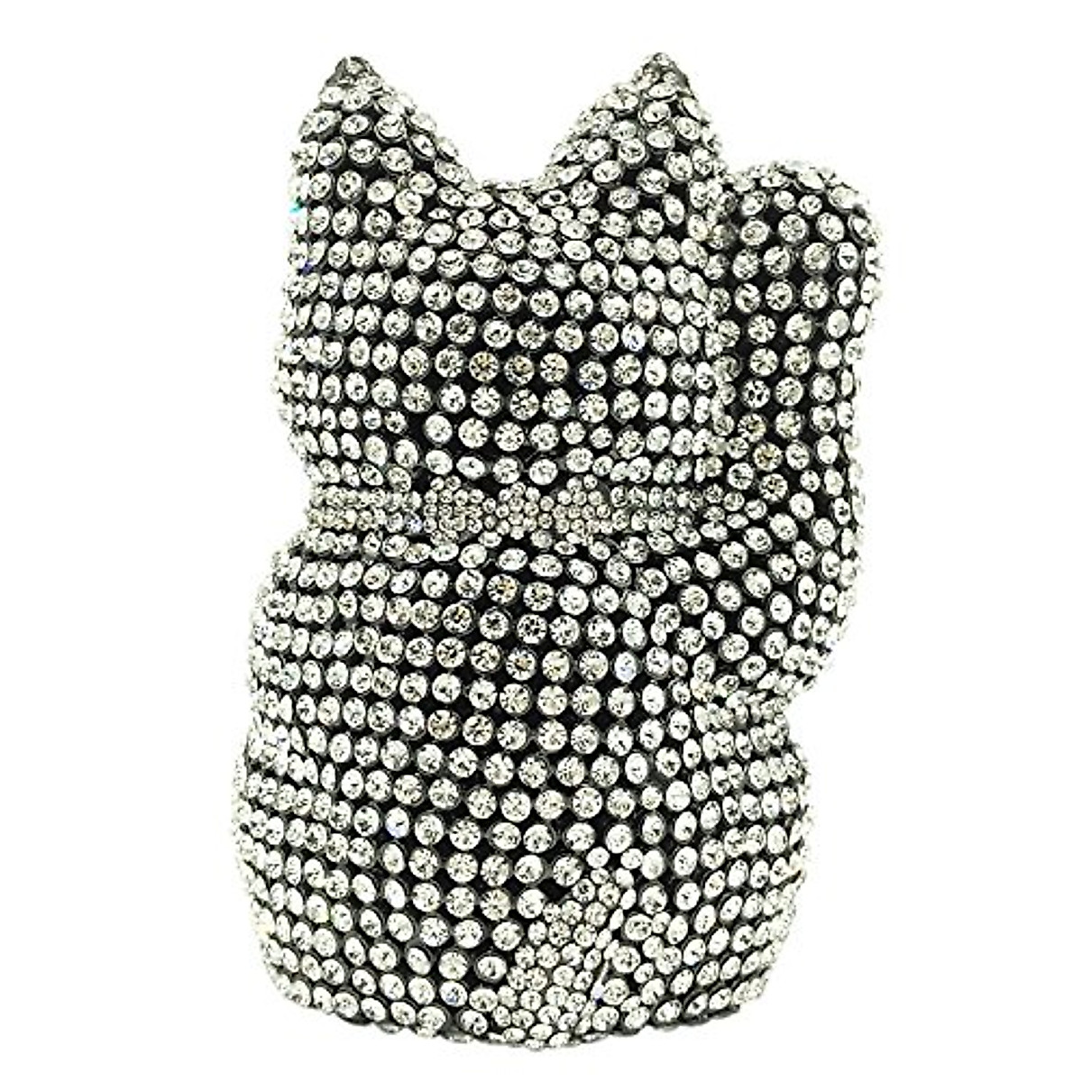 Elegant Evening Bags For Womens Clutches Purse Chain Wallet Handbags Crystal Party Lucky Cat Silver