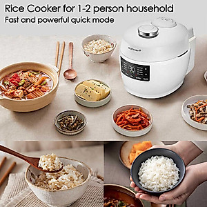 CUCHEN CRT-PQWK0340WUS | Induction Heating Pressure Rice Cooker 3 Cup (Uncooked) and Warmer (0.56 quarts): 3 person serving / per use | Thermo Guard | Auto Steam Clean | Voice Guide | Made in Korea | White