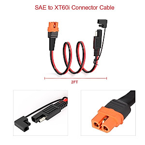 ELFCULB 12AWG XT60i to SAE Adapter Extension Cable with SAE Polarity Reverse Adapter for Portable Power Station Solar Panel Solar Generator(2FT)