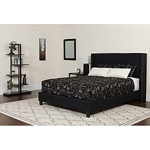 Flash Furniture Riverdale Full Size Tufted Upholstered Platform Bed in Black Fabric