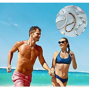 FIRAZIO 5Pcs Puka Shell Necklace Men Seashell Necklace Summer Beach Surfer Necklace for Men Women Hawaiian Necklace for Men White Necklace Beach Jewelry