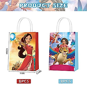 Thwae 16Pcs Elena of Avalor Party Favor Bags, Princess Elena Birthday Paper Gift Bags with Handles for Princess Elena Themed Party Decorations Goody Treat Candy Bags