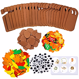 Winlyn 24 Sets Thanksgiving Turkey Doorknob Hanger Decorations Art Sets DIY Thanksgiving Craft Kits Fall Crafts Give Thanks Turkey Foam Stickers Arts and Crafts for Kids Party Classroom Activities