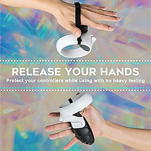 (1 Set) Orzero 1 Pair TPU Controller Cover and Nylon Strap Compatible for Quest 2, Anti-Throw Protective Adjustable Handle for VR Gaming Headset - Black