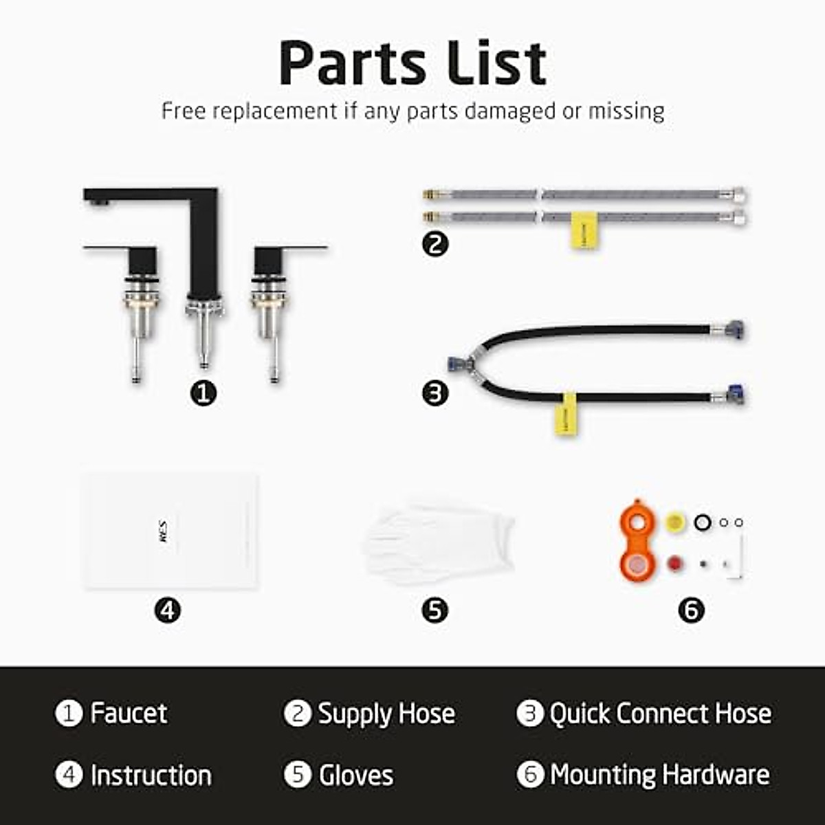 KES Black Bathroom Faucet 8 Inch Widespread Bathroom Faucet 3 Hole Vanity Faucet with Supply Hoses SUS 304 Stainless Steel Matte Black, L4350LF-BK [Fits All States, California Included]