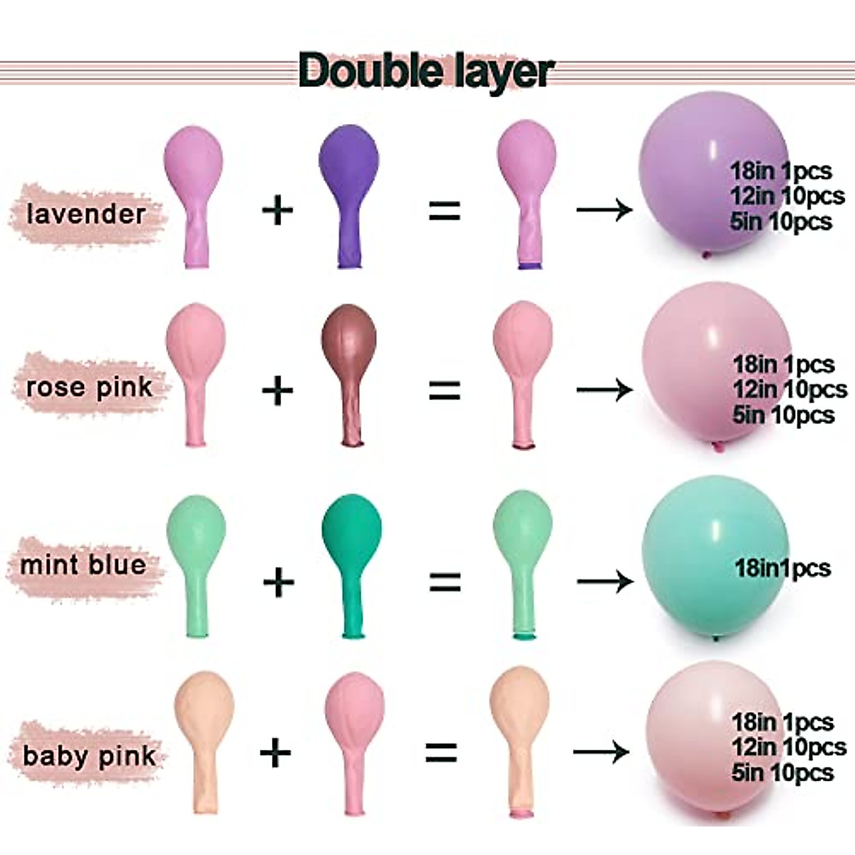 Double Stuffed Pastel Balloon Garland Pink Purple Green Balloons Rainbow Balloon Arch With Gold Metallic Latex Balloons Kit For Mermaid Baby Shower Princess Ice Cream Birthday Candy Party Decorations