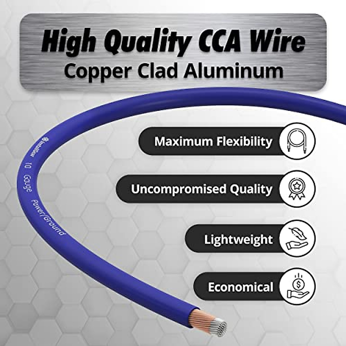 InstallGear 10 Gauge Wire (25ft) Copper Clad Aluminum CAA - Primary Automotive Wire, Car Amplifier Power & Ground Cable, Battery Cable, Car Audio Speaker Stereo, RV Trailer Wiring Welding Cable 10ga