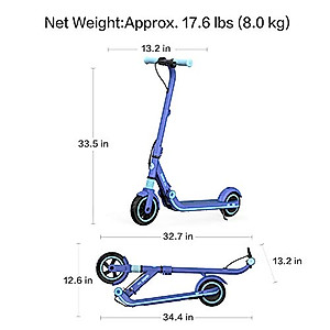 Segway Ninebot ZING E8 Kids Electric Kick Scooter for Boys and Girls,Lightweight and Foldable, New Electric Boost Riding Mode, Blue
