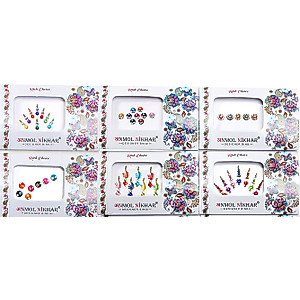 Avador Pack of 25 Assorted Bindi Multiple Sizes Multiple Designs Bollywood Indian Bride for Forehead