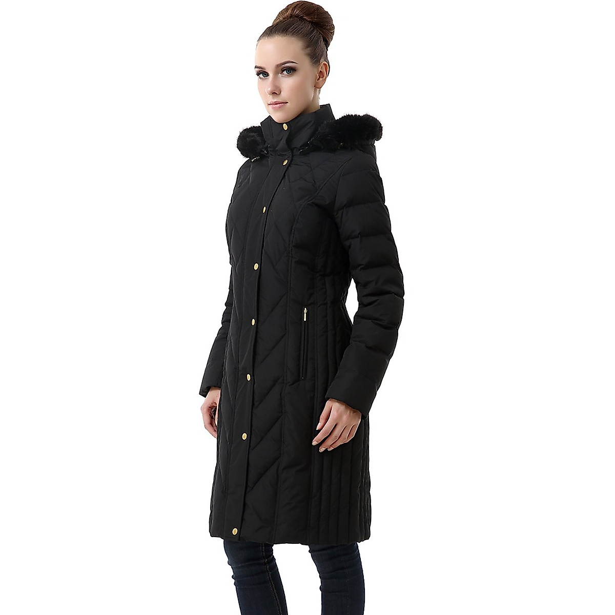 BGSD Women Addi Waterproof Hooded Long Down Parka Coat Novelty Winter Jacket Black X-Large