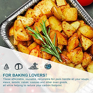XIAFEI 2LB Takeout Foil Pans with Lids(30 Pack), Recyclable,Best Use for Baking, Cooking, Heating, Storing, Prepping Food,Takeout - 8.26" x 5.7" x 1.77"