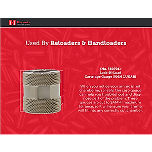 Hornady Lock-N-Load Cartridge Gauge 9MM Luger (.355), 380701 - Reloading Supplies to Help Check Cases & Ammo Specifications-Caliber Specific, Cylindrical Precision Steel Gauges Fit SAAMI Tolerances