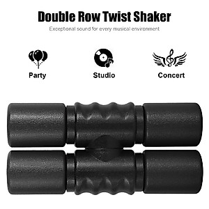 RANMING Twist Shaker ABS Double Row Shakers Percussion Instruments Medium Volumelatin Percussion Instruments for Accompaniment,Studio,Band,Drummers(Black)