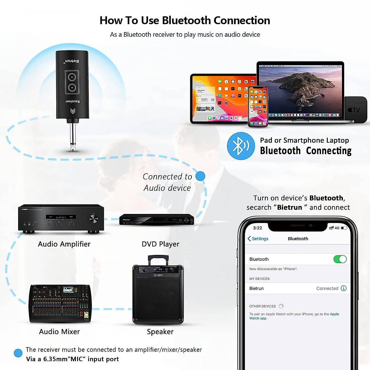 Wireless Microphone, Uhf Metal Dynamic Handheld Karaoke Mic, Rechargeable Receiver (Work 6hs),160ft Range, for Karaoke, Singing, Stage, Wedding, Speech, Karaoke Machine, Speaker, Amplifier, Mixer