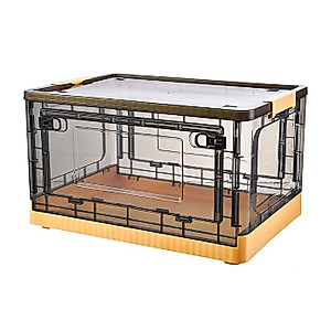 Foldable plastic storage box - 56 Liter (Large - 3 set combo (Yellow, Green, White), Transparent)