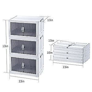 JOYBOS 3 Pack Stackable Storage Bins with Lids and Bathroom Sensor Trash Can