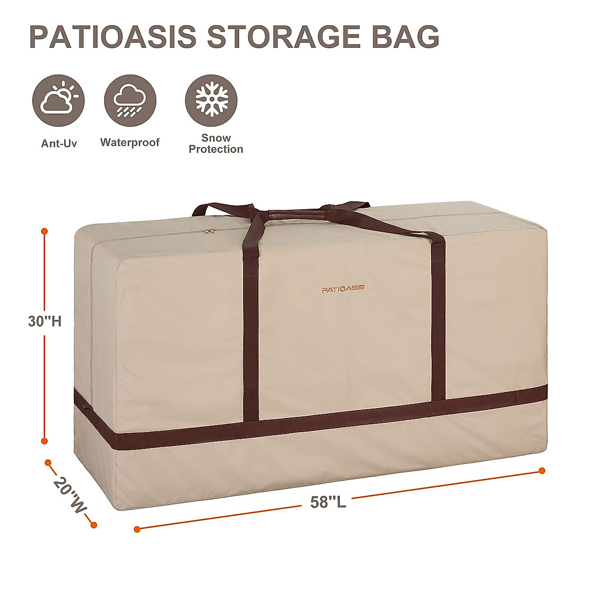 Cushion Storage Bags for Patio Furniture Waterproof 58 inch Long Heavy Duty Oudoor Furniture Cover Storage Bag with Zippers and Handles Dustproof Rectangle Moving Bag