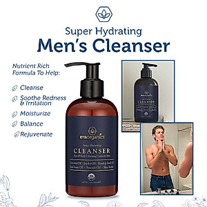 Era Organics USDA Organic Men's Face Wash - Nourishing and Hydrating Facial and Body Cleanser for Smoother Skin