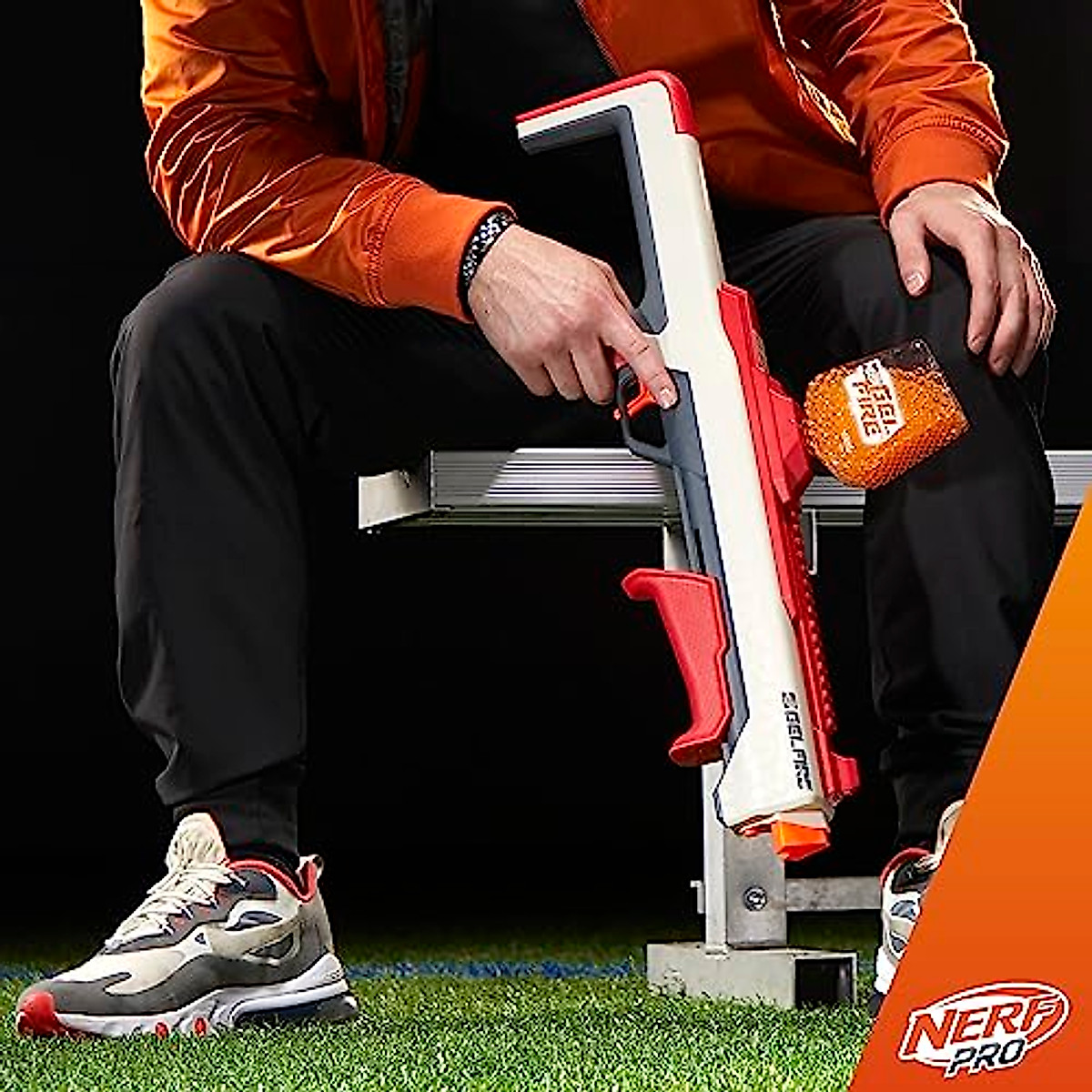 NERF Pro Gelfire Raid Blaster, Fire 5 Rounds at Once, 10,000 Gel Rounds, 800 Round Hopper, Eyewear, Toys for Teens Ages 14 & Up