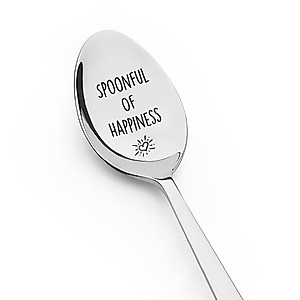 Best Friends Spoon Gifts for Women Men BFF Bestie Birthday Gift for Mom Dad Daughter Son Gifts Spoonful of Happiness Sugar Dessert Coffee Spoon for Coffee Tea Lover Gifts Engraved
