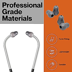 Silicone Ear Tips Earbud Replacement for Littmann Stethoscopes - Comfortable Fit Littman Ear Tips Replacement，Stethoscope Ear Pieces,Cardiology IV Parts & Littmann Earplugs Stethoscope Parts (grey)