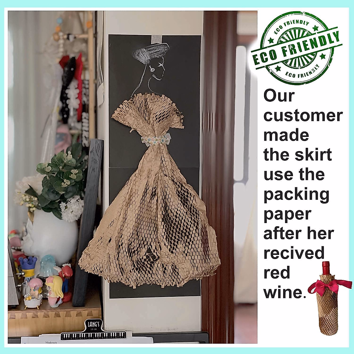 AlexHome Honeycomb Packing Paper,15" W x 200' L,Eco Friendly Biodegradable Bubble Cushioning Wrap,Honeycomb Wrapping Paper,Recyclable Cushioning Packing Material,Packing Paper Roll, Packing Supplies