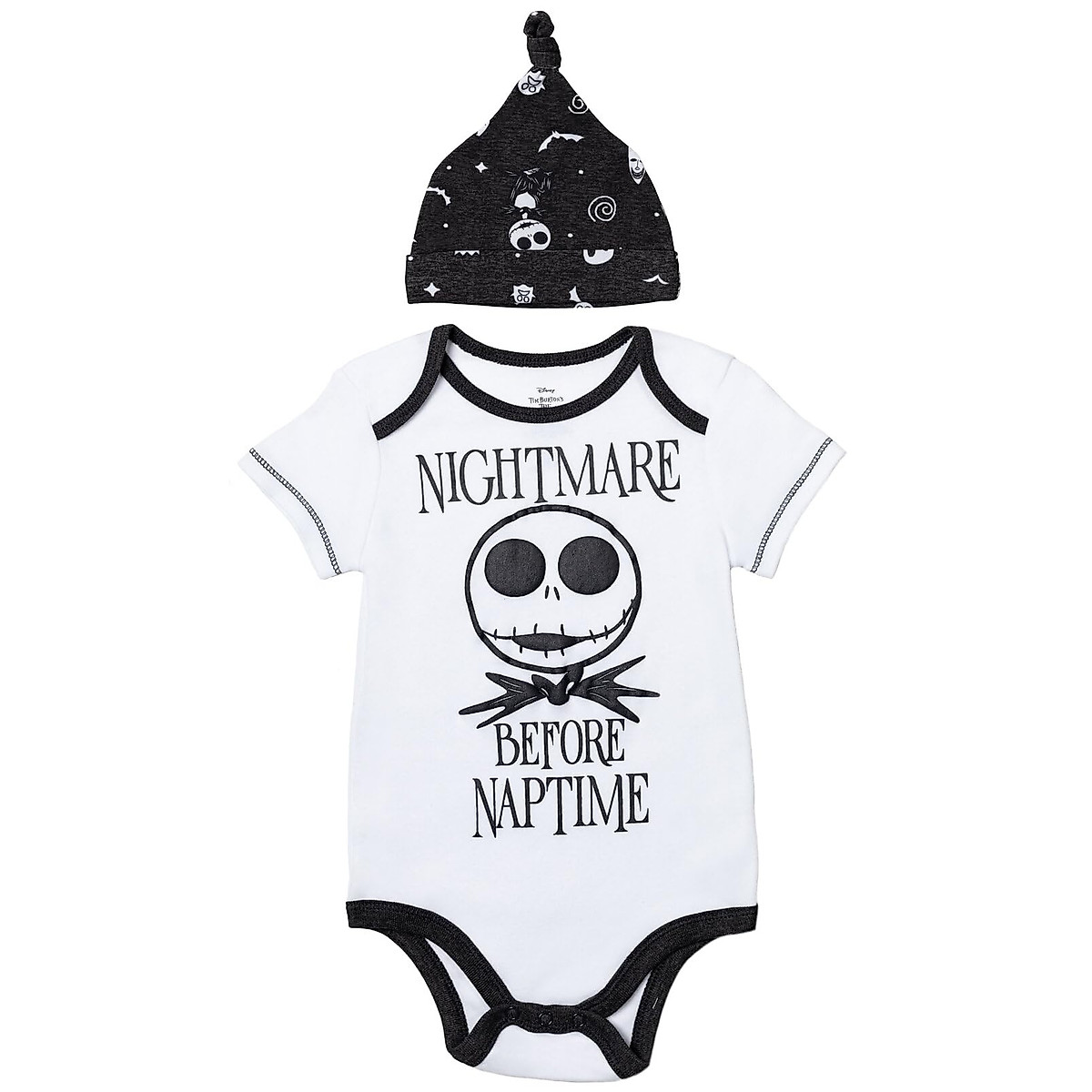 Disney Nightmare Before Christmas Jack Skellington Oogie Boogie Sally Newborn Baby Boys Bodysuit Pants and Hat 3 Piece Outfit Set 3-6 Months