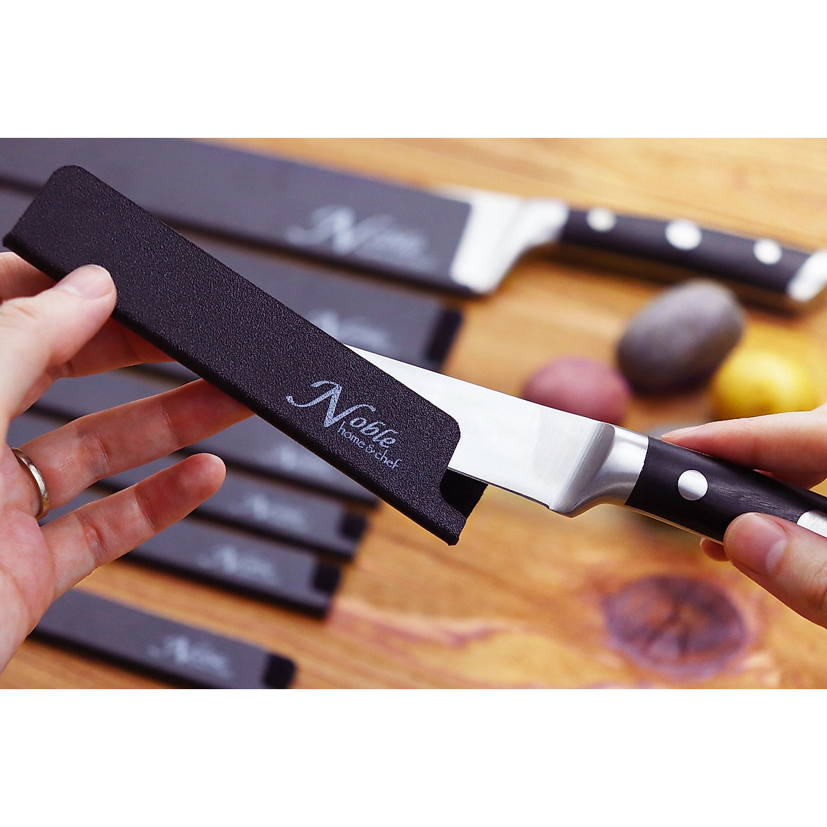 10-Piece Universal Knife Guards are Felt Lined, More Durable, BPA-Free, Gentle on Blades, and Long Lasting. Noble Home & Chef Knives Covers Are Non-Toxic and Abrasion Resistant! (Knives Not Included)