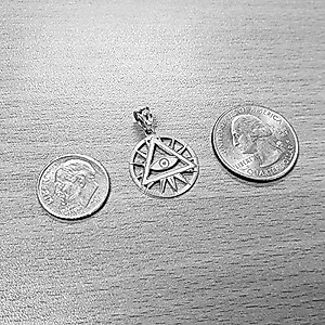 LA BLINGZ 10K White Gold Eye of Providence Illuminati Charm Necklace (Pendant Only)