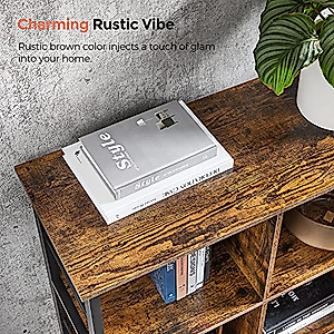 VASAGLE Bookshelf, Cube Shelf, Console Table, TV Stand with 6 Storage Cubes, for Office, Living Room, Bedroom, 13 x 47.2 x 31.5 Inches Industrial Design, Rustic Brown and Black ULLS104B01