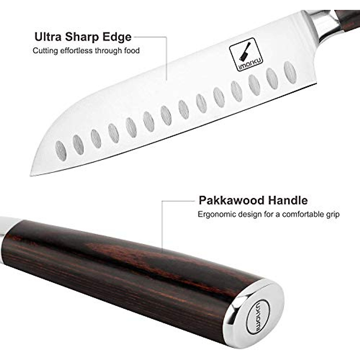 imarku Chef Knife 7 Inch Kitchen Knife Ultra Sharp Santoku Knife - 7Cr17Mov Japanese Chefs Knife - Ergonomic Pakkawood Handle, Best Knives Choice & Kitchen Gadgets 2023, Gifts for Women and Men