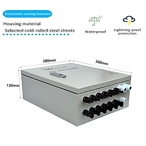 GXELZK Gx Electrical Solar Combiner Box with 6 Strings, 80 A Circuit Breakers. This photovoltaic Combiner Box is Suitable for Off-Grid Solar Power