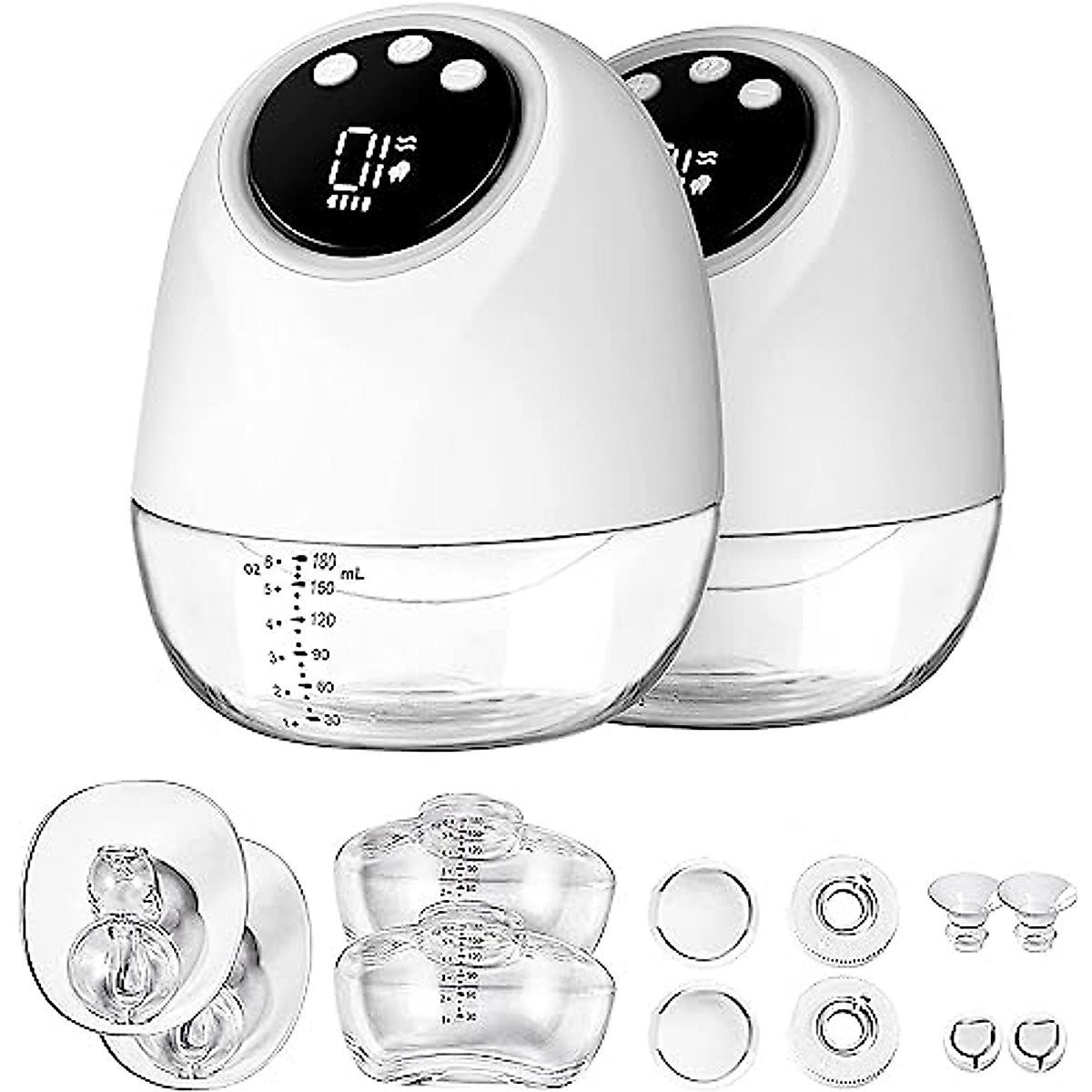 Breast Pump, Double Wearable Electric Breast Pump, Hands Free Breast Pump, Longer Battery Life, Rechargeable Portable Breast Pump with 3 Modes & 10 Levels,LED Display,2 Pack