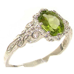 LetsBuyGold 925 Sterling Silver Real Genuine Peridot Womens Band Ring - Size 12