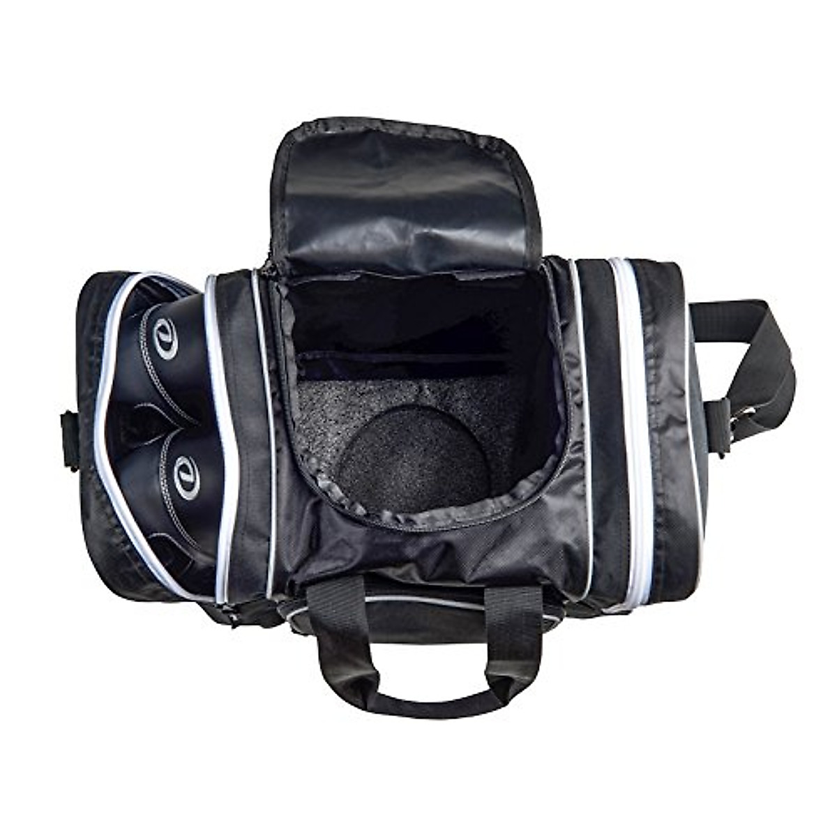 Athletico Bowling Bag for Single Ball - Single Ball Tote Bag With Padded Ball Holder - Fits a Single Pair of Bowling Shoes Up to Mens Size 14 (Black)