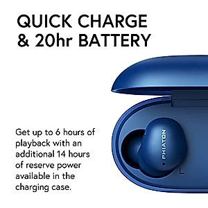 Phiaton Bonobuds True Wireless Hybrid Active Noise Cancelling Earbuds BONB-TN0610BL