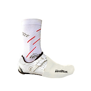 veloToze Silicone Toe Cover - Keeps feet Warm While Bike Riding in Cool, Spring Weather - for Men and Women White One Size