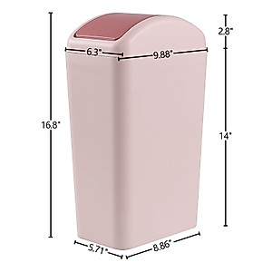 Ewingger 1-Pack 14 Liter Swing Top Trash Can, Slim Plastic Garbage Can with Swing Lid